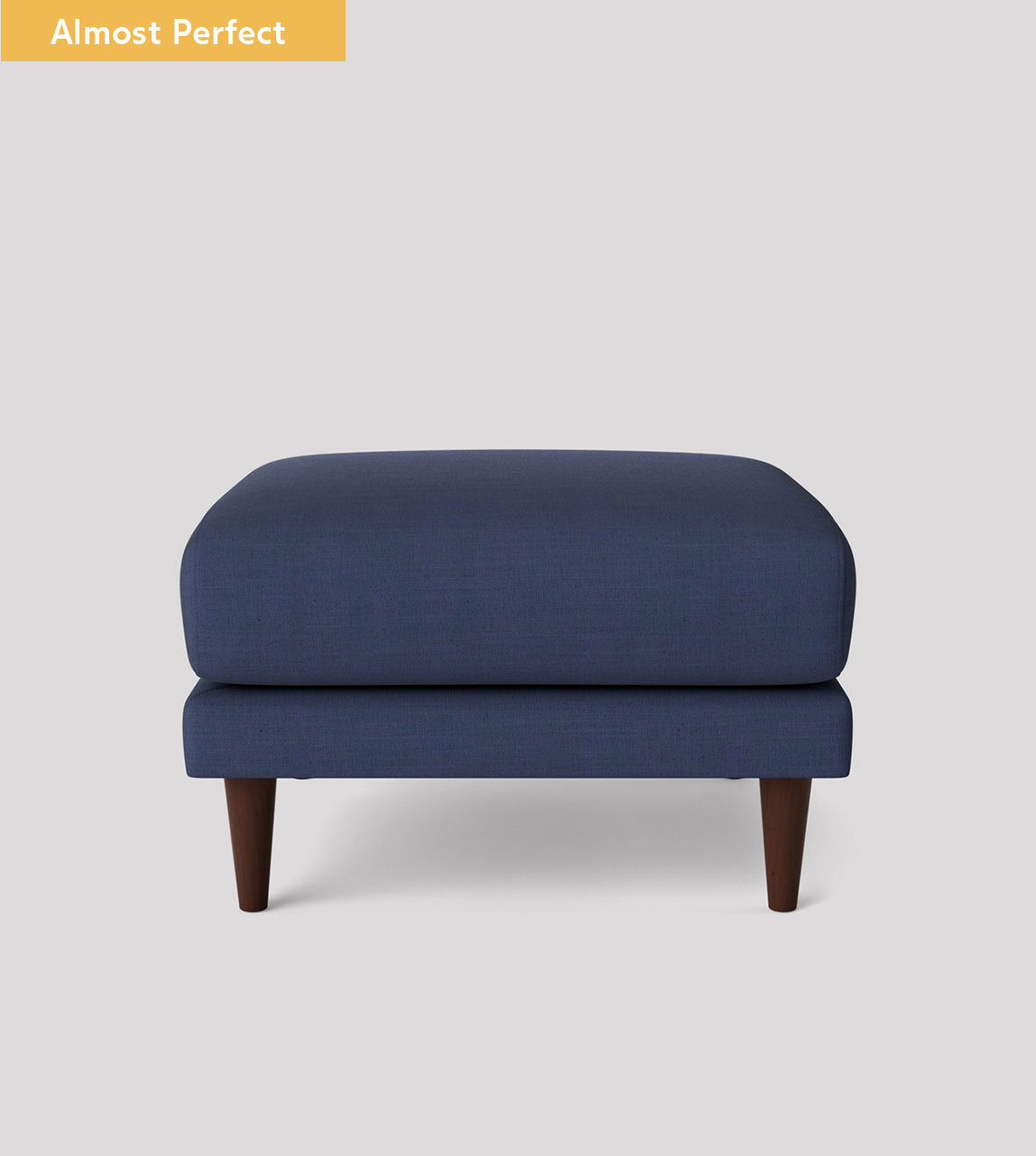 Turin Ottoman in Denim Linen with Dark Feet | Almost Perfect | Swoon