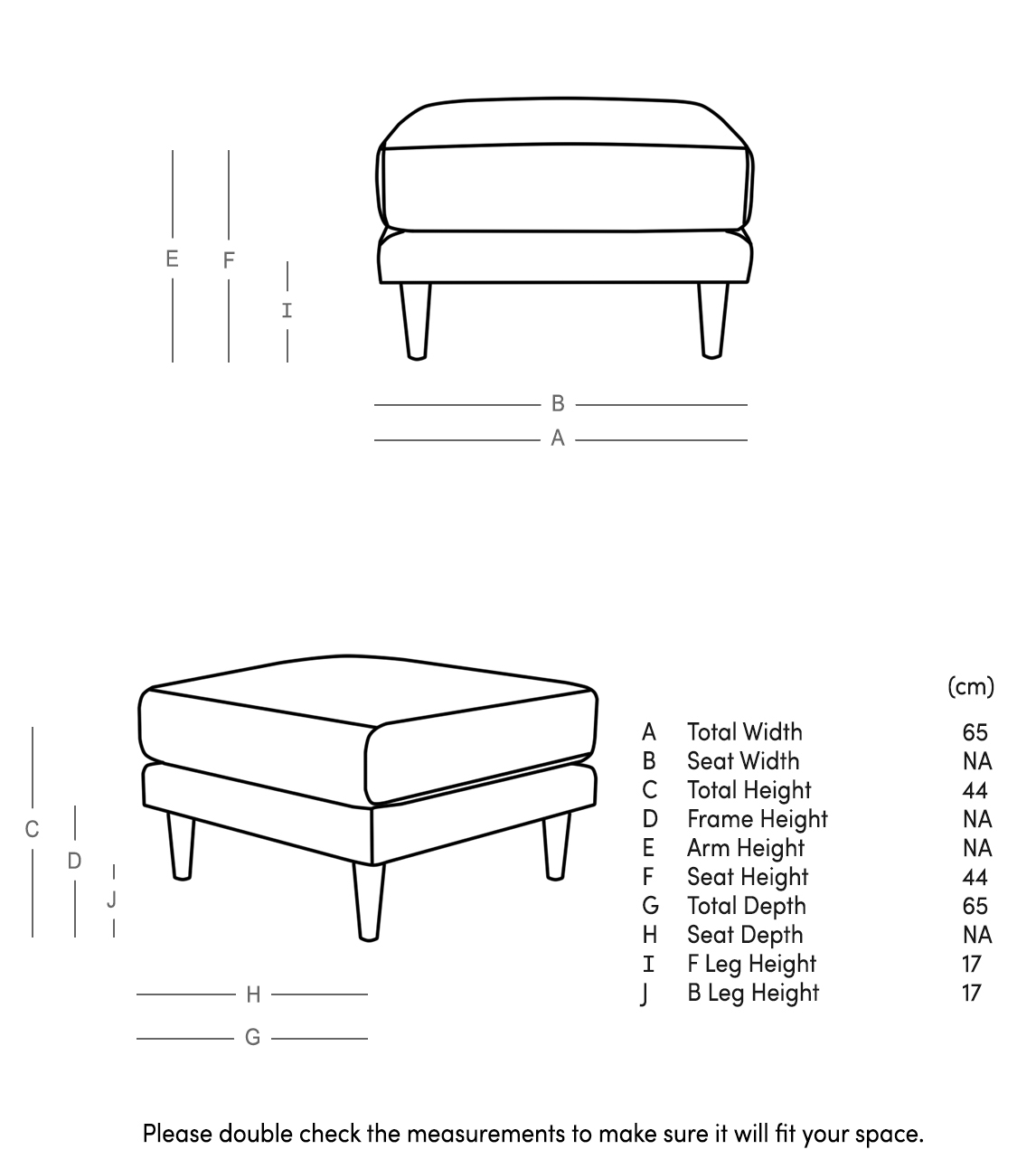 Turin Ottoman in Denim Linen with Dark Feet | Almost Perfect | Swoon