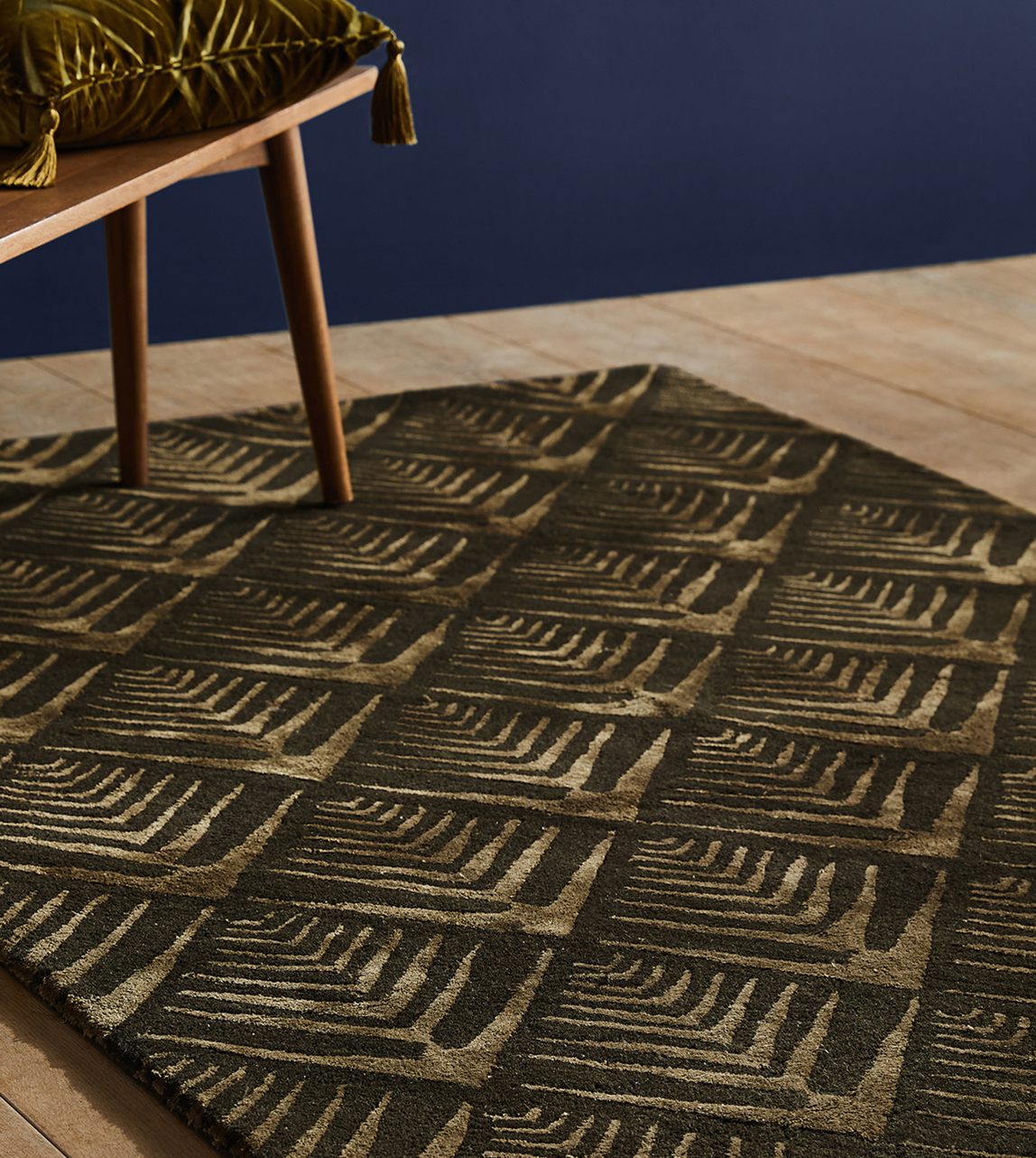 Waltz Large Rug, Art Deco Style in Green Waltz Print Design | Swoon