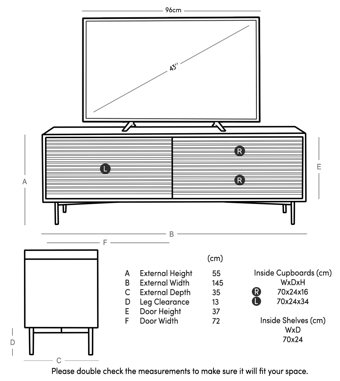 Weaving Large Media Unit, Scandi Style in Natural Mango Wood & Black ...