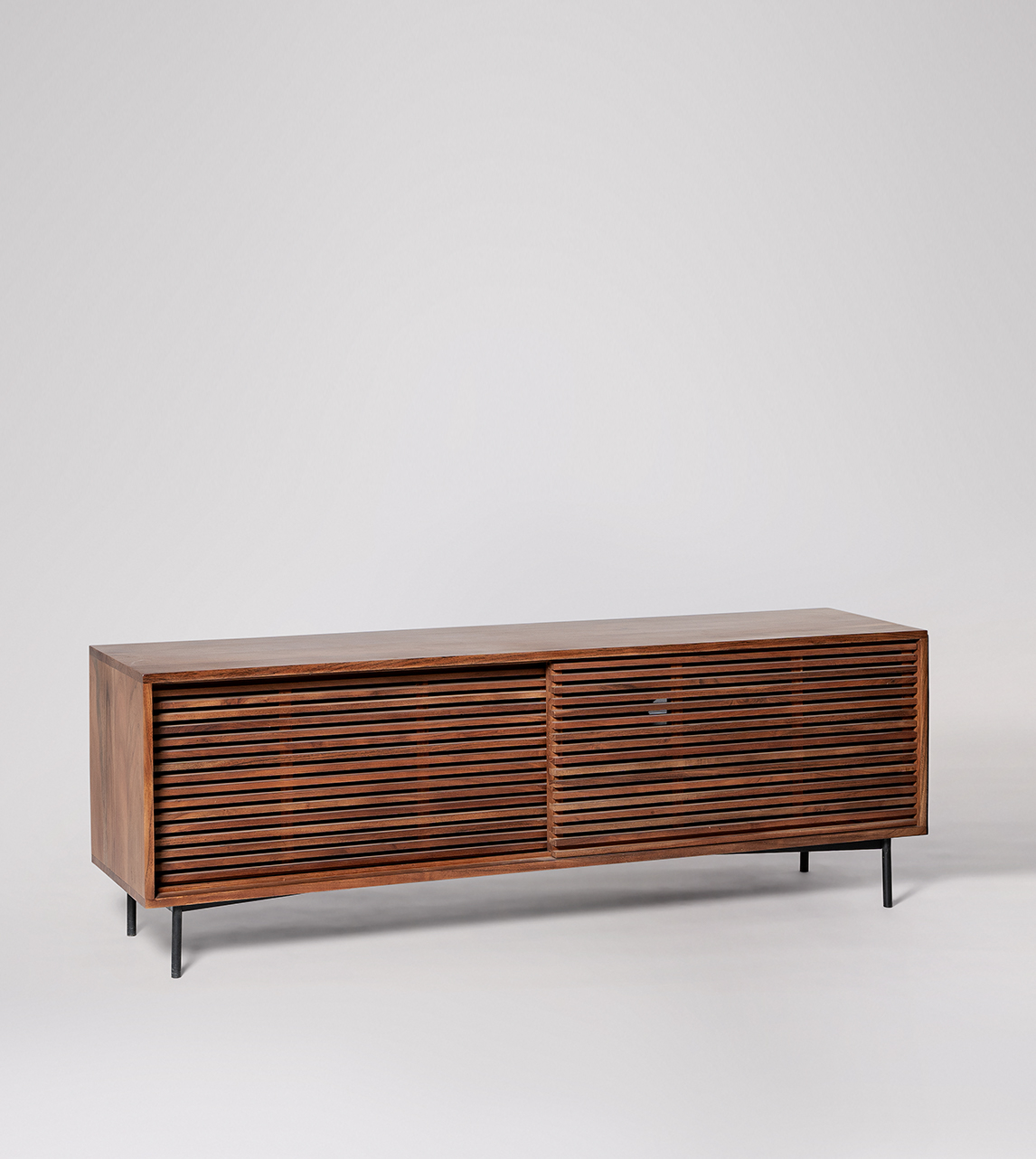 Weaving Large Media Unit, Scandi Style in Dark Brown Acacia & Black ...