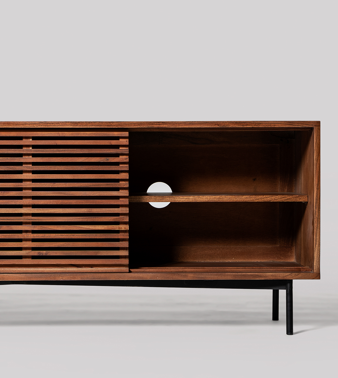 Weaving Large Media Unit, Scandi Style in Dark Brown Acacia & Black ...