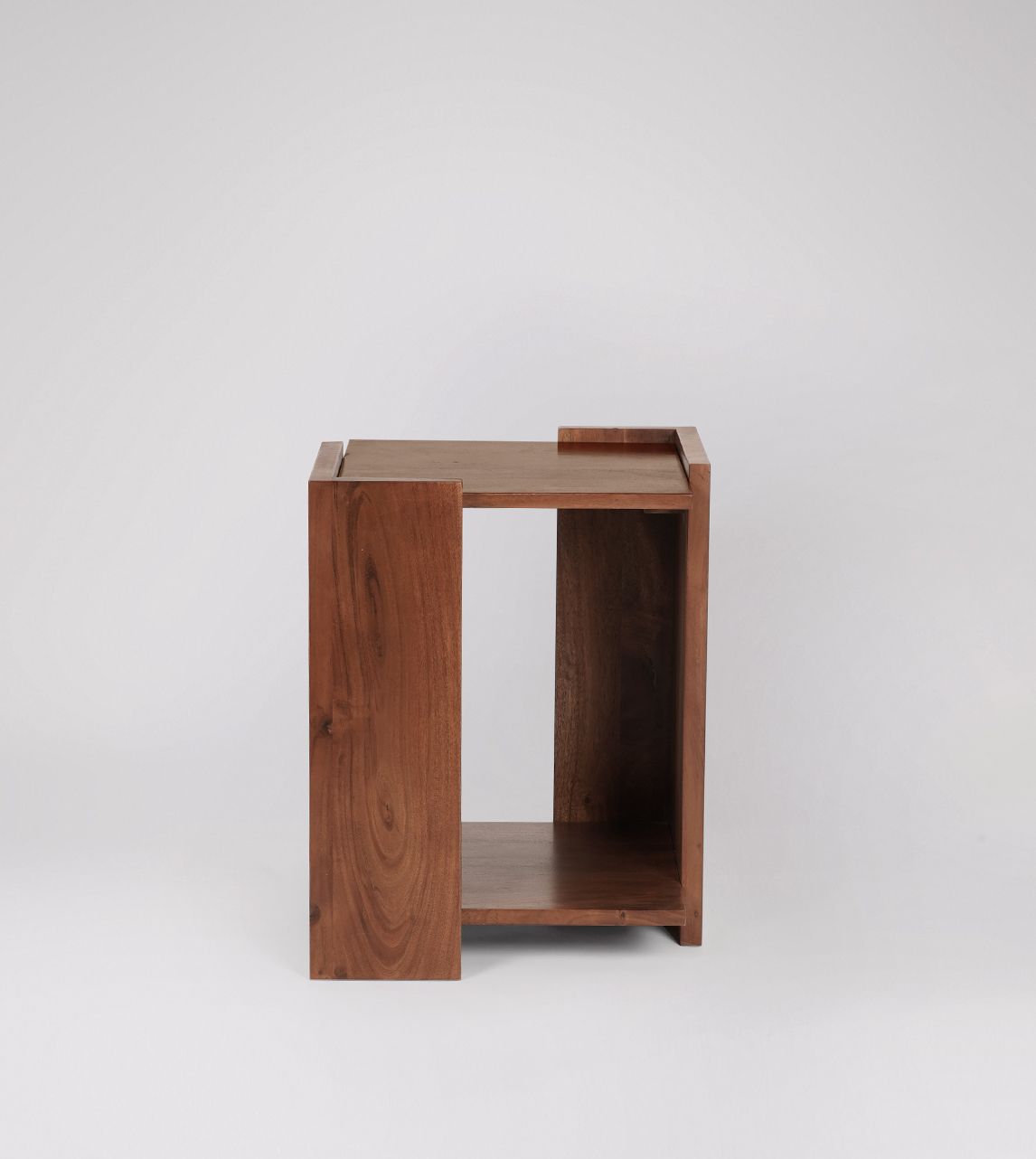 Wharfe Contemporary Side Table in Dark Brown Acacia | Swoon