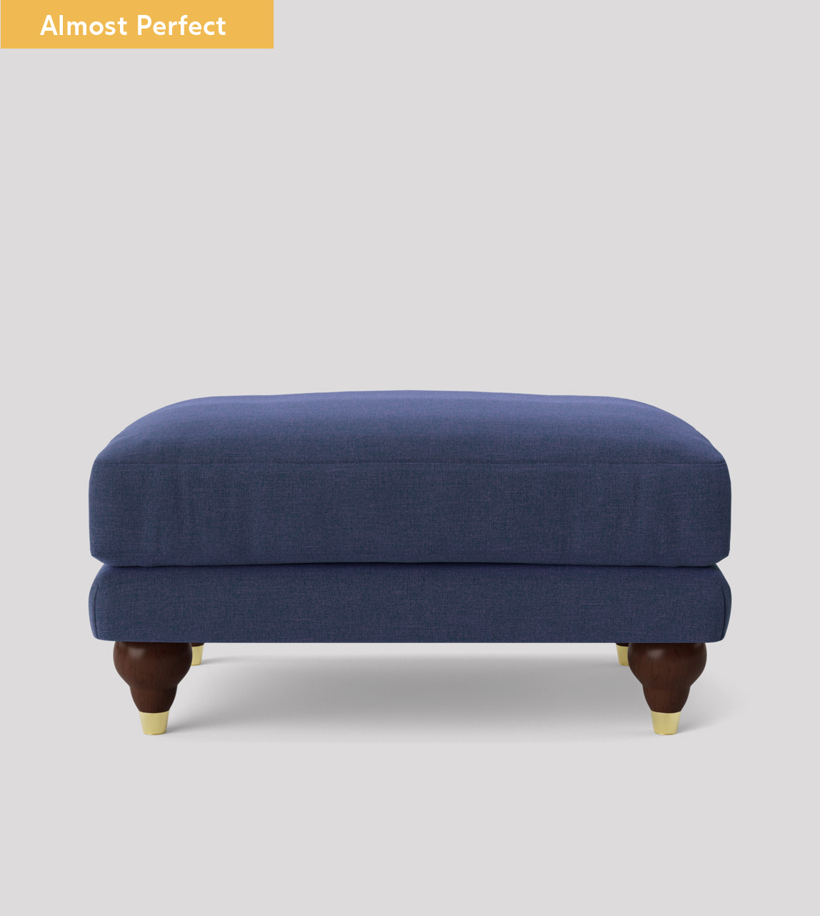 Willows Ottoman in Denim Plain with Dark Feet | Swoon