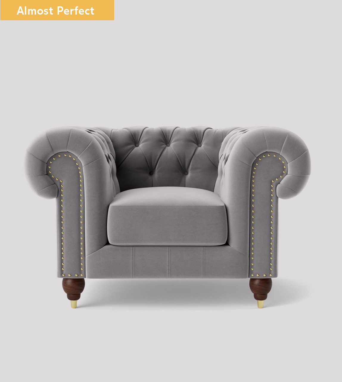 Winston Armchair in Silver Grey Easy Velvet with Dark Feet | Almost ...