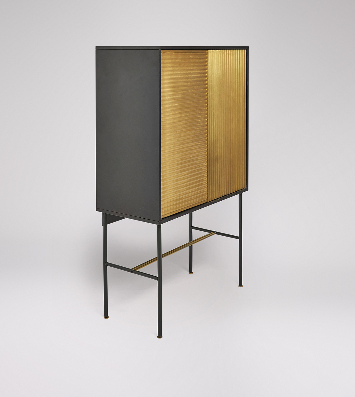 Wright Art Deco Cabinet in Black Mango Wood & Brass | Swoon