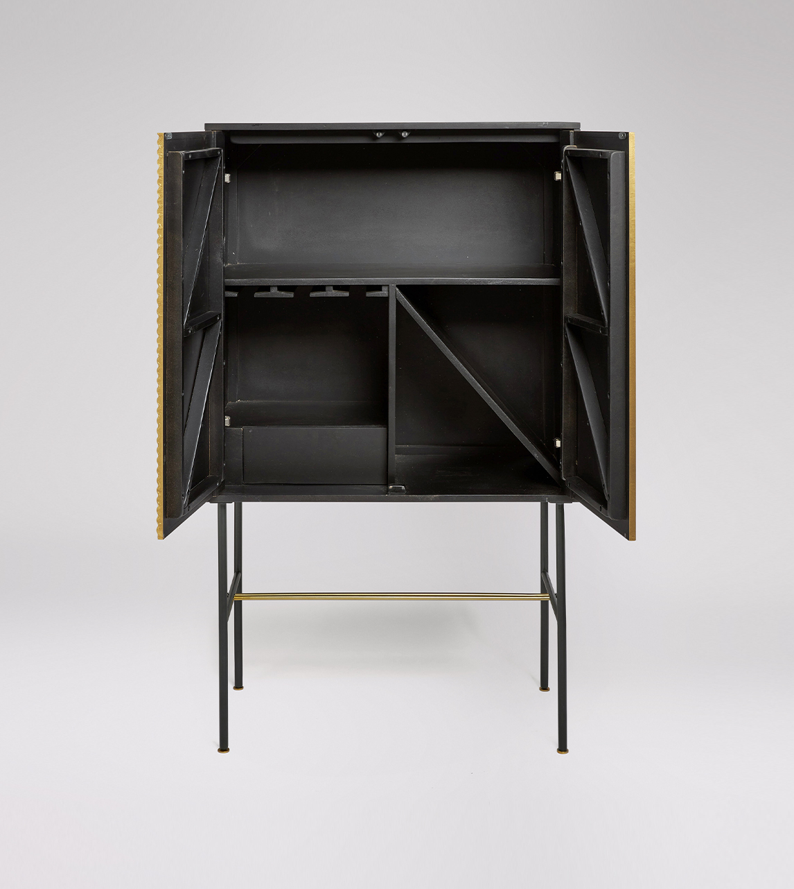 Wright Art Deco Cabinet in Black Mango Wood & Brass | Swoon