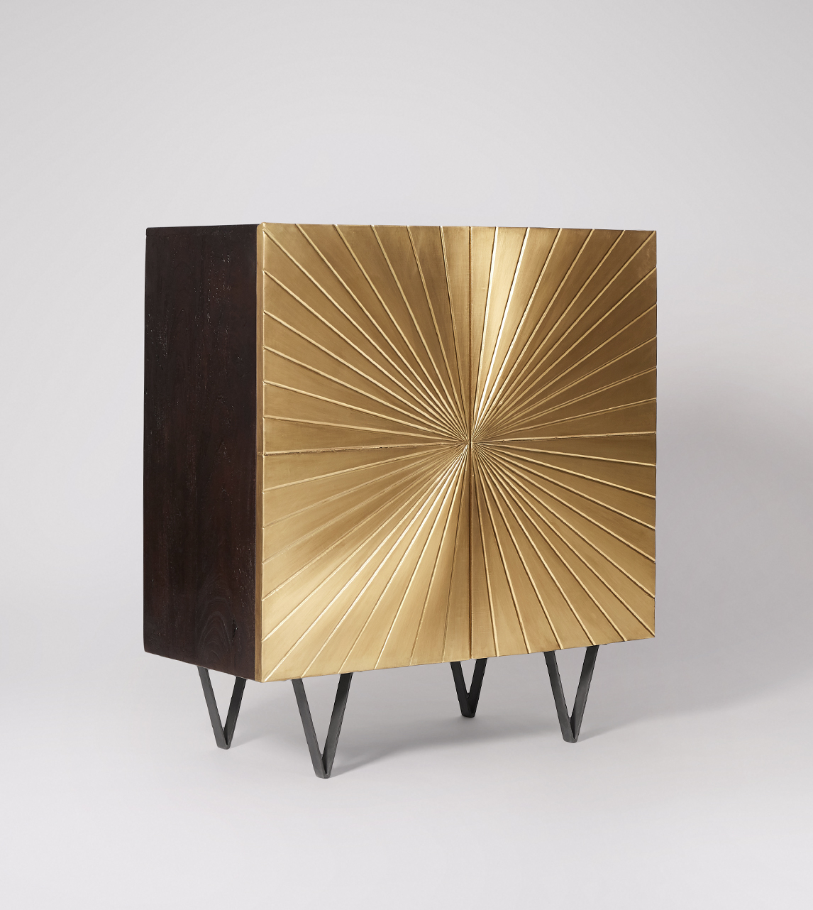 Ziggy Contemporary Cabinet in Brass & Dark Mango Wood | Swoon