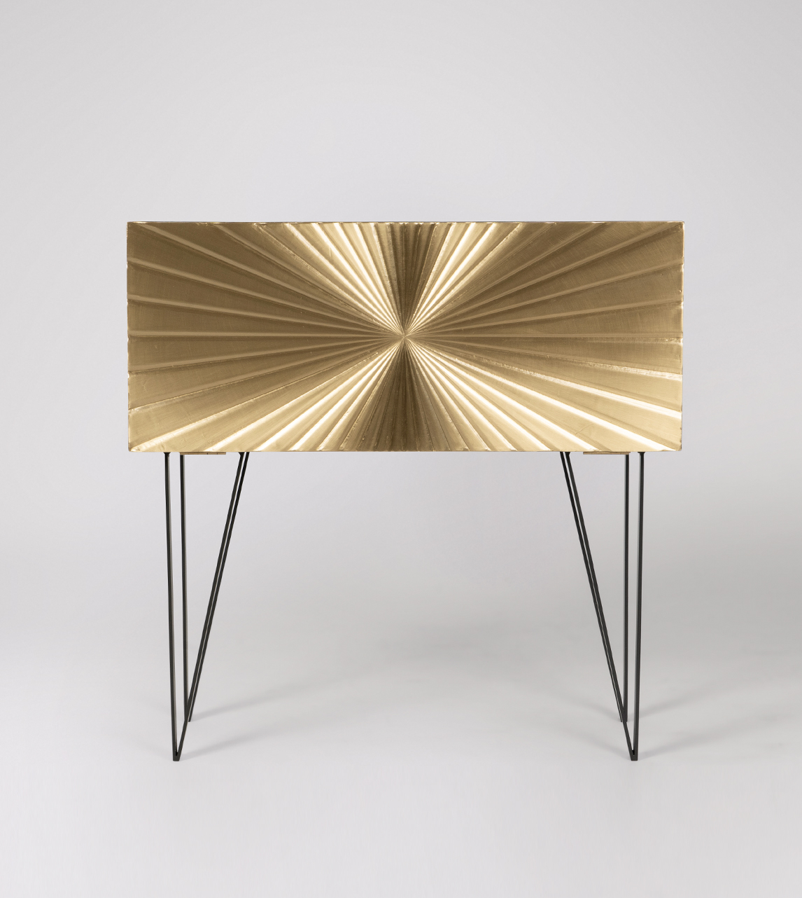 Ziggy Art Deco Cocktail Cabinet in Dark Mango Wood & Brass | Swoon