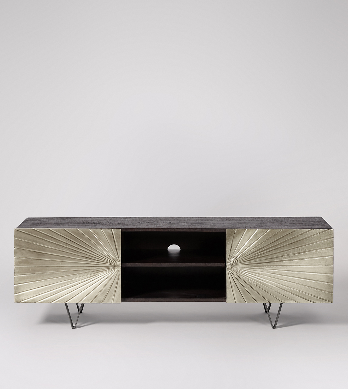 Black silver tv stand store