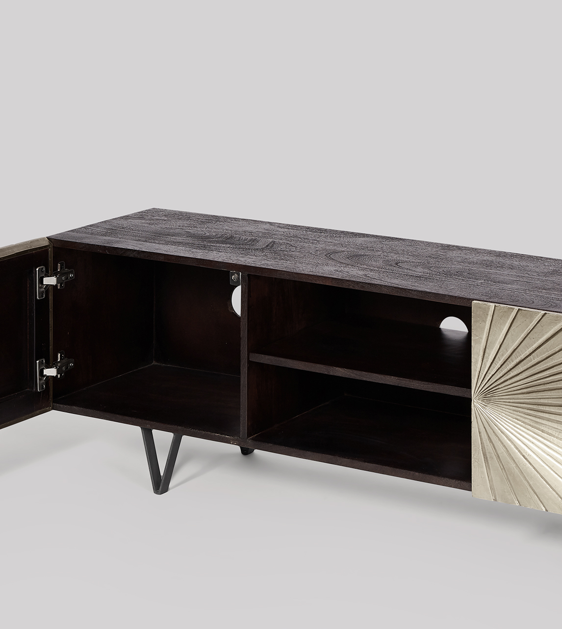 Ziggy TV Stand, Contemporary Style in Silver & Black | Swoon