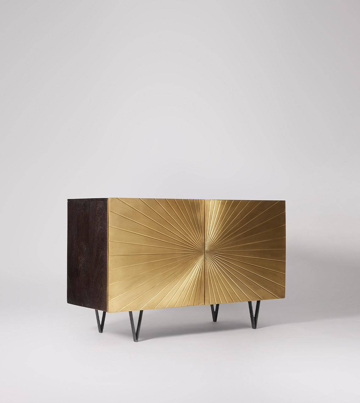 Ziggy Contemporary Sideboard in Brass & Dark Mango Wood | Swoon